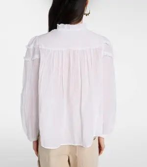 MARANT ETOILE Christa Ruffled Cotton-blend Blouse - White