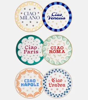 BITOSSI Set Of 6 Porcelain Plates - Multicoloured