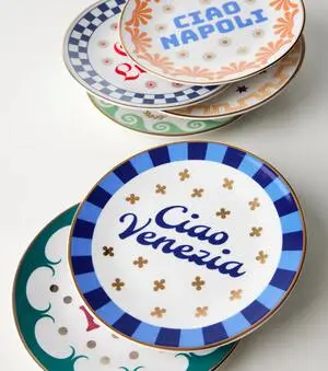 BITOSSI Set Of 6 Porcelain Plates - Multicoloured