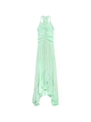 Blumarine Ruched Ruffled Halterneck Dress