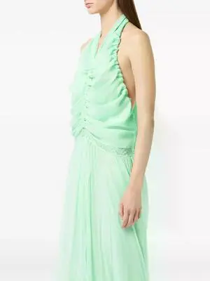 Blumarine Ruched Ruffled Halterneck Dress