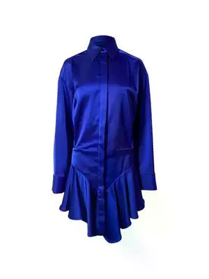 Attico Pleated Shirt Dress - Blue