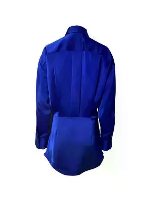 Attico Pleated Shirt Dress - Blue