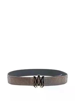 Amiri Embossed Buckle Leather Belt - Brown