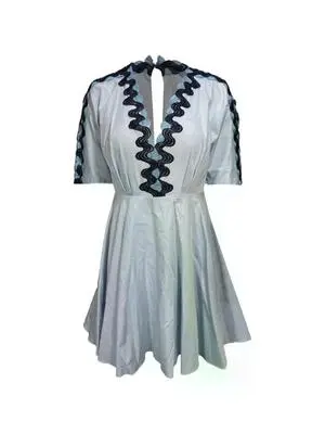 Sandro Embroidered Pleated Mini Dress