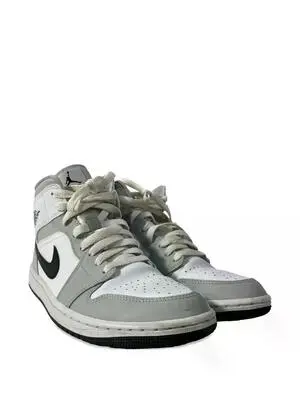 Nike Jordan 1 Mid Leather Trainers - Grey
