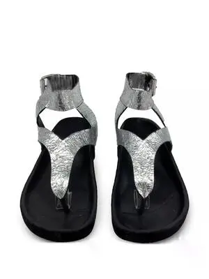 ISABEL MARANT VINTAGE Ankle-strap Metallic Flat Sandals