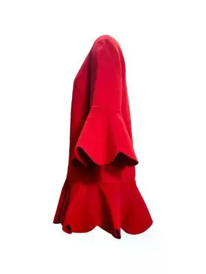 Valentino Garavani Ruffled Hem Bell Sleeve Coat - Red