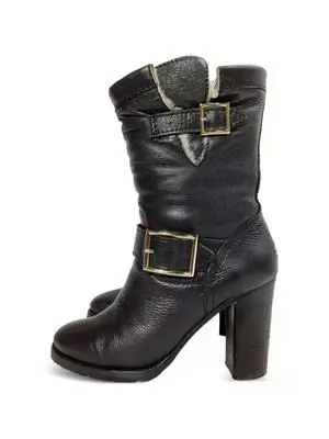 JIMMY CHOO Shearling Buckle-detail Boots