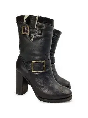 JIMMY CHOO Shearling Buckle-detail Boots