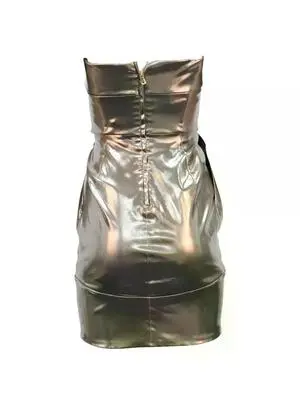 Dolce & Gabbana Metallic Leather Strapless Dress