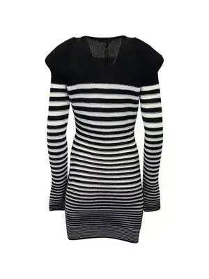 Balmain Striped Long-sleeve Dress