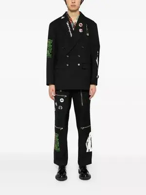 KIDILL Graphic-print Straight-leg Pants - Black