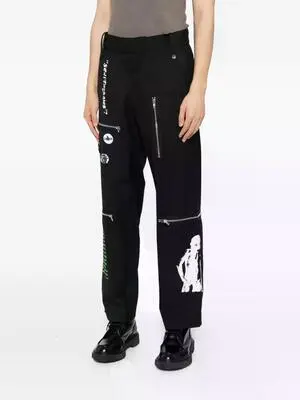 KIDILL Graphic-print Straight-leg Pants - Black