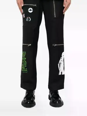 KIDILL Graphic-print Straight-leg Pants - Black