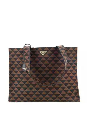 Prada Symbole Jacquard Horizontal Tote Bag - Brown