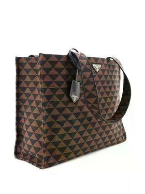 Prada Symbole Jacquard Horizontal Tote Bag - Brown