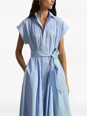 Polo Ralph Lauren Midi Striped A-line Shirt Dress