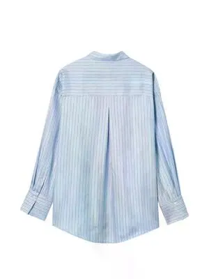 TOTEME Oversized Striped Silk Shirt - Blue