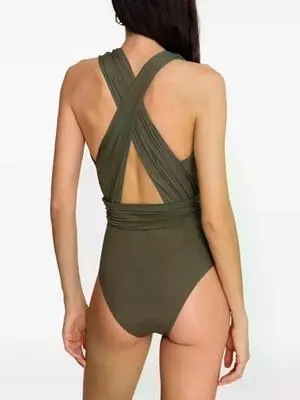 BRIGITTE Draped V-neck One-piece Swimsuit