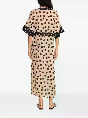 BRIGITTE Polka-dot V-neck Midi Dress