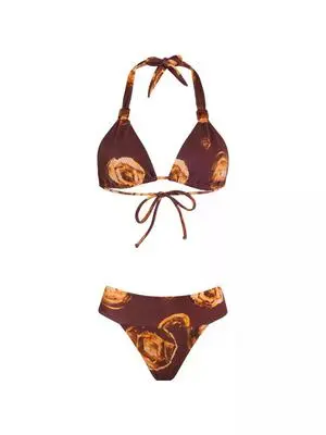 BRIGITTE Marina V-neck Floral-print Bikini - Brown