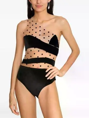 BRIGITTE Polka-dot One-shoulder Swimsuit
