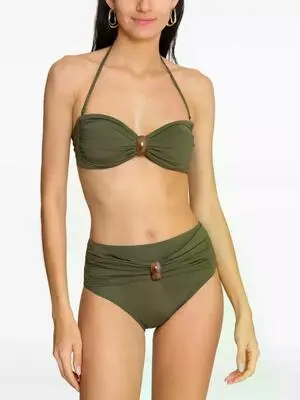 BRIGITTE Dalia Wooden-detail Bikini - Green
