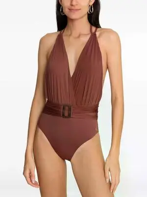 BRIGITTE Belted V-neck One Piece Swimsuit