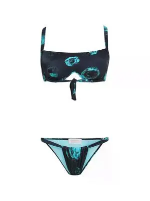 BRIGITTE Bia Tie-detail Printed Bikini - Blue