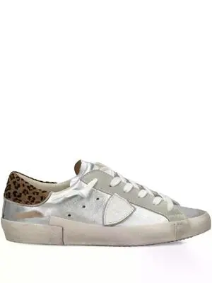 Philippe Model Leopard-print Low Top Sneakers - Silver