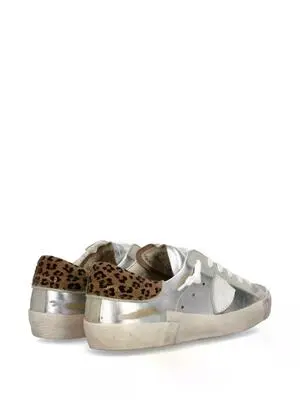 Philippe Model Leopard-print Low Top Sneakers - Silver
