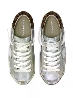 Philippe Model Leopard-print Low Top Sneakers - Silver