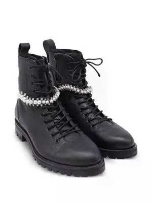 JIMMY CHOO Crystal-embellished Lace-up Boots
