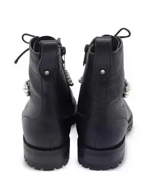 JIMMY CHOO Crystal-embellished Lace-up Boots