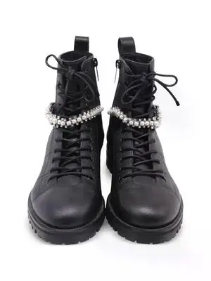 JIMMY CHOO Crystal-embellished Lace-up Boots