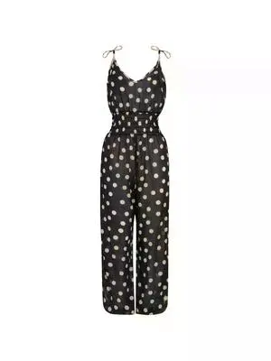 BRIGITTE Polka-dot Tie-strap Jumpsuit - Black