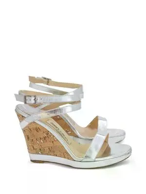 JIMMY CHOO Leather Strappy Wedge Sandals