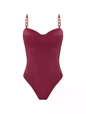 BRIGITTE Strap-chain Swimsuit - Red