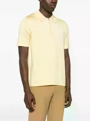 Sandro Knitted Polo Shirt With Zip Collar - Yellow