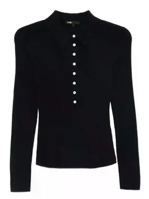 Maje Long-sleeve Knitted Polo Top