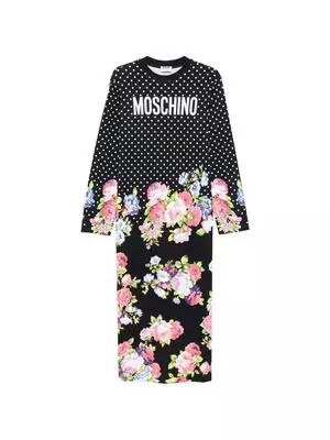 Moschino Printed Heavy Cotton Maxi Dress - Black