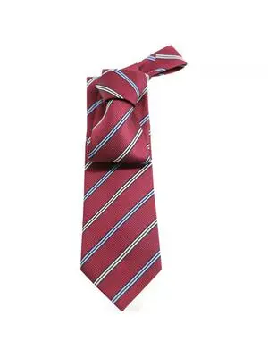 Ermenegildo Zegna Striped Silk Neck Tie - Red