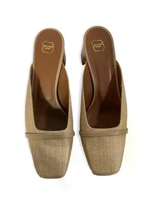 MALONE SOULIERS Raffia Square-toe Mules