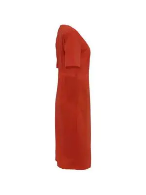 BOSS V-neck Asymmetric Midi Dress - Orange