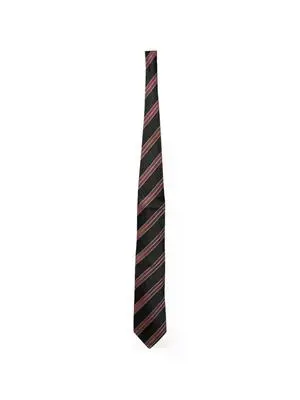 Ermenegildo Zegna Striped Silk Neck Tie - Black