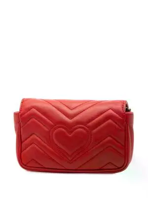 Gucci Mini Gg Marmont Matelasse Leather Flap Crossbody Bag - Red