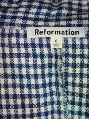 REFORMATION Elton Gingham-check Cropped Blazer