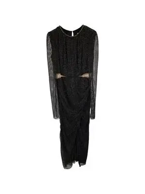 SELF-PORTRAIT Diamante Mesh Cut-out Dress - Black