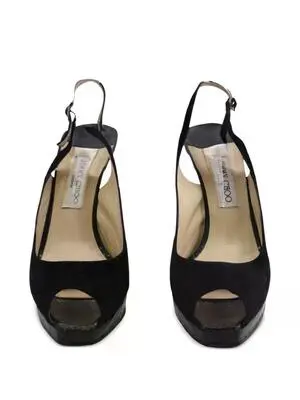 JIMMY CHOO Open-toe Snakeskin Slingbacks